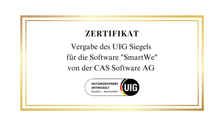 Vergabe des UIG-Siegels für die CRM-Cloudlösung SmartWe der CAS ...